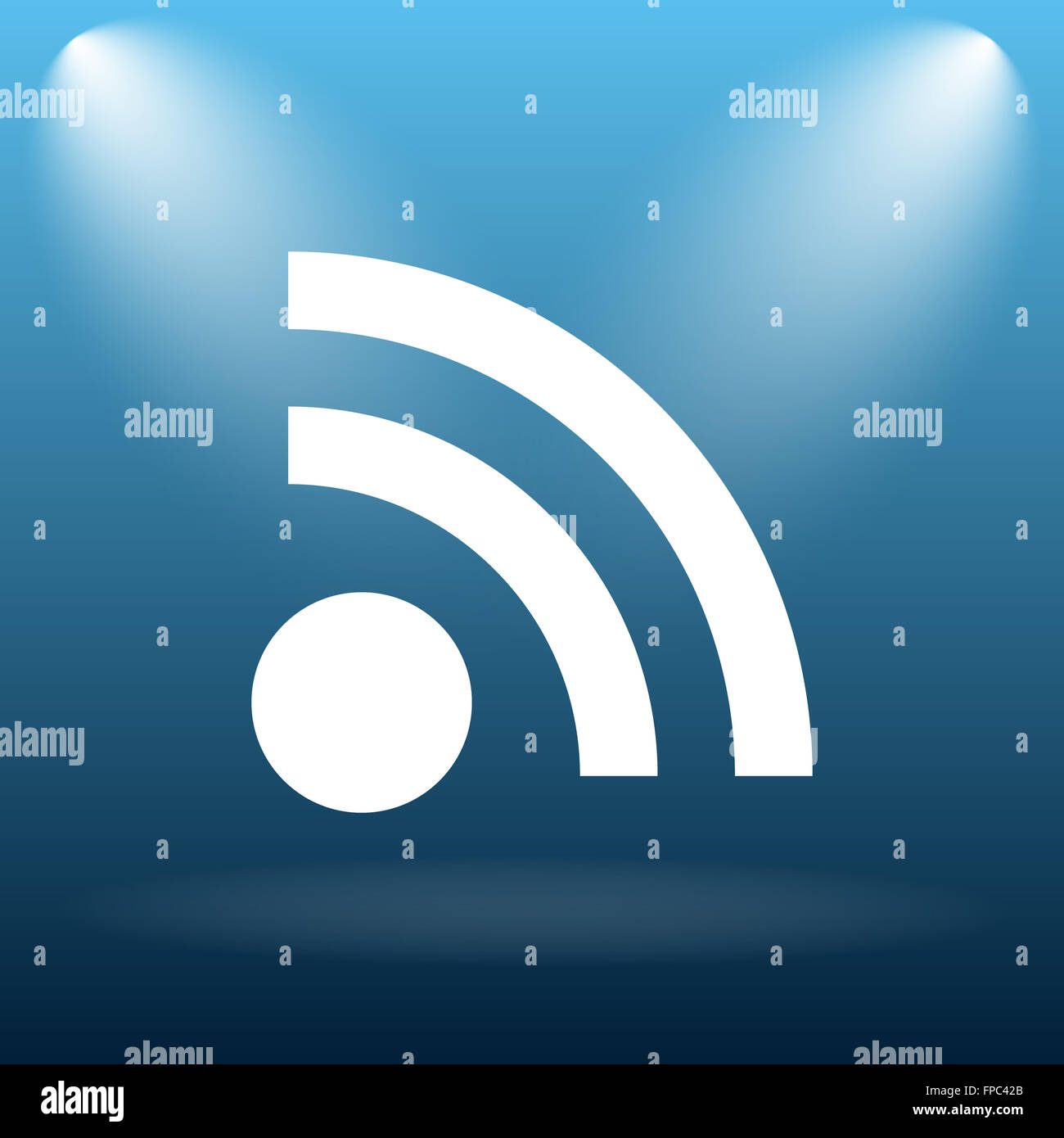 Rss sign icon. Internet button on blue background Stock Photo - Alamy