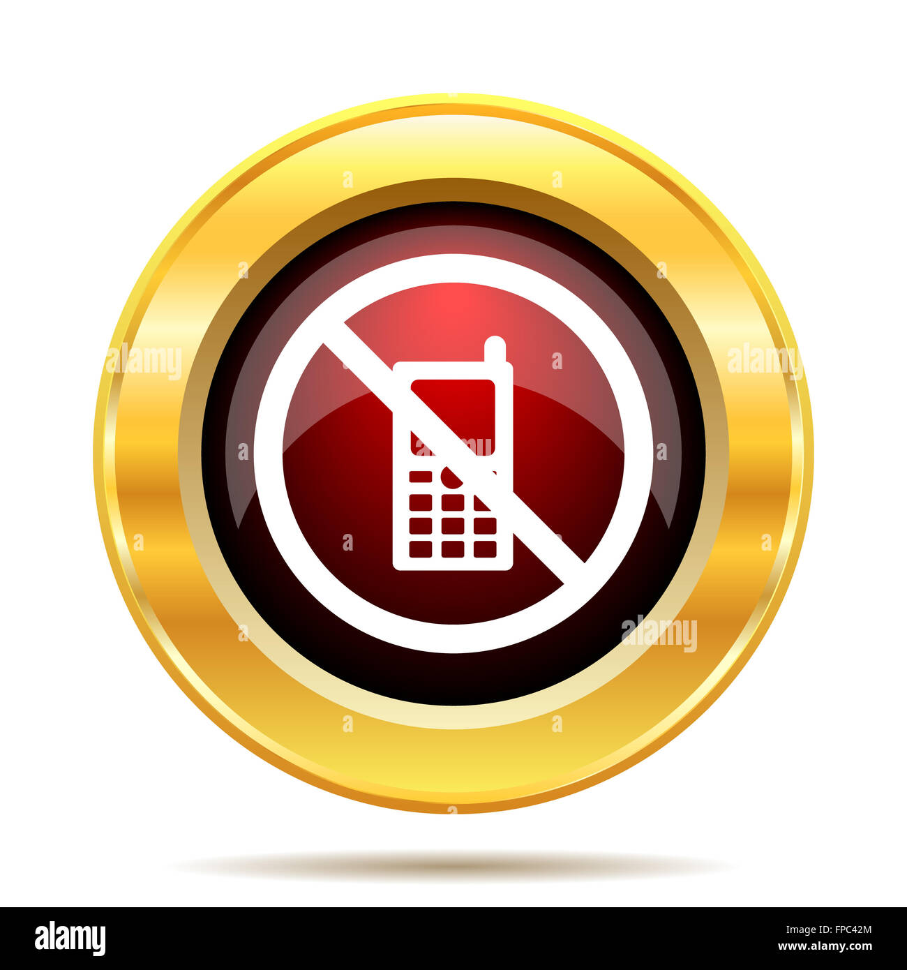 Mobile phone restricted icon. Internet button on white background Stock ...