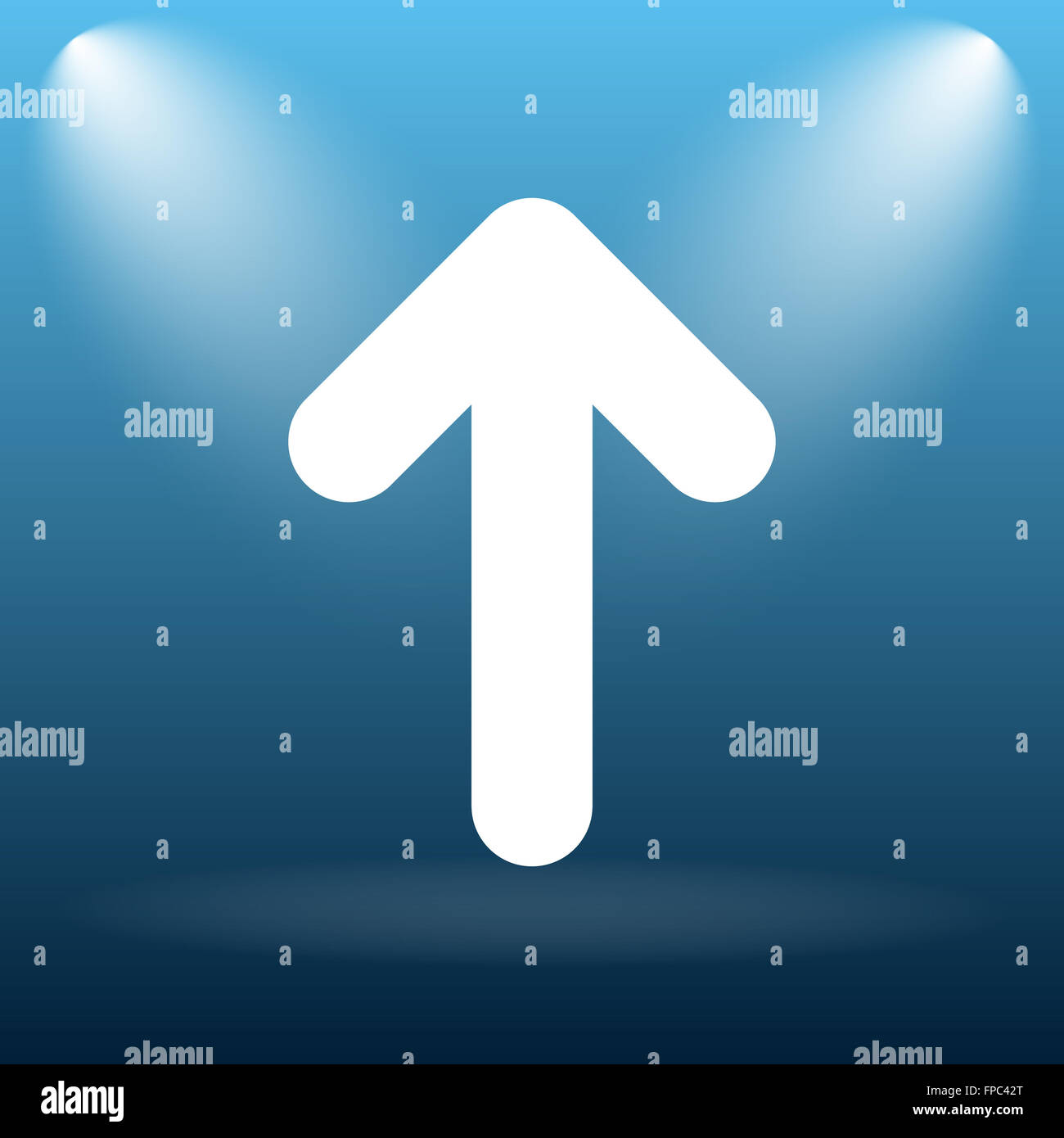 Up arrow icon. Internet button on blue background Stock Photo - Alamy