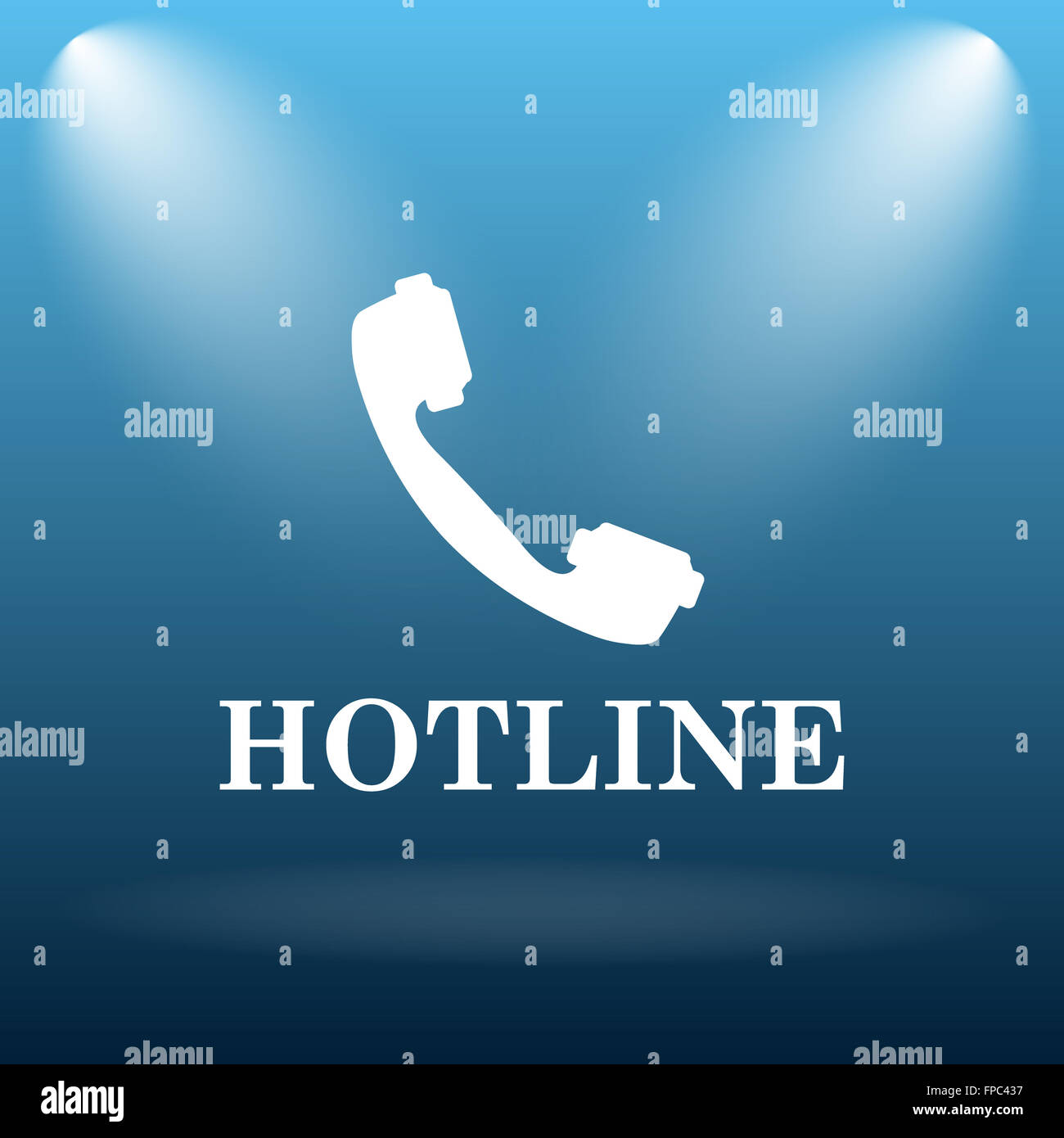 Hotline icon. Internet button on blue background Stock Photo - Alamy