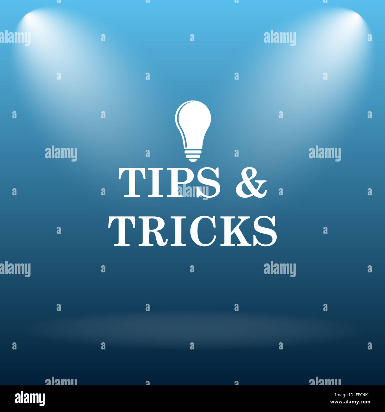 Tips and tricks icon. Internet button on blue background Stock Photo ...