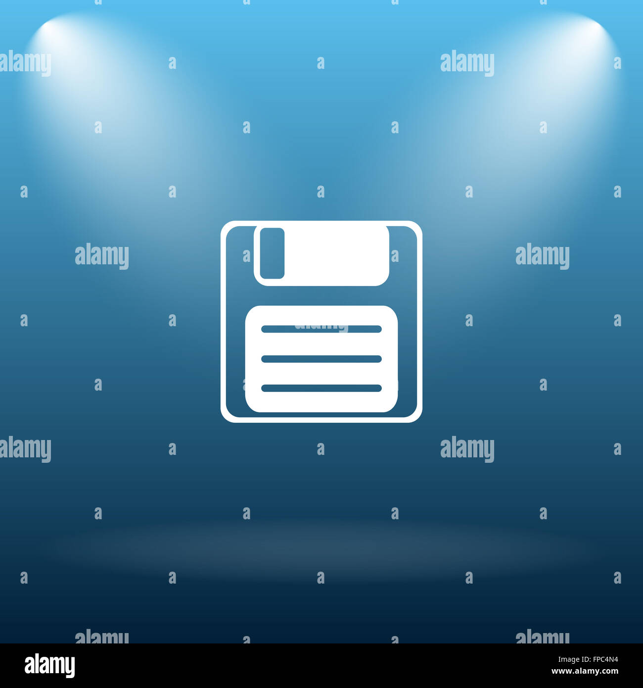 Save icon. Internet button on blue background Stock Photo - Alamy