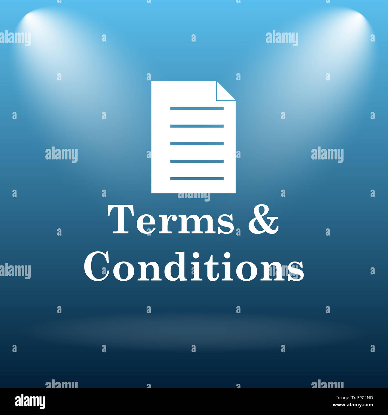 Terms and conditions icon. Internet button on blue background Stock ...