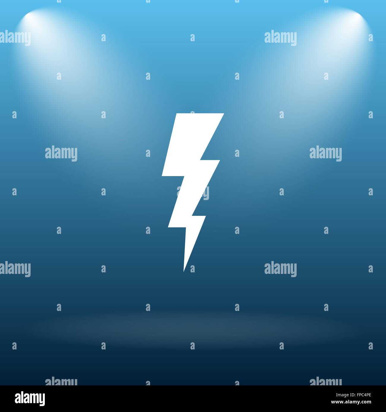 Lightning icon. Internet button on blue background Stock Photo - Alamy