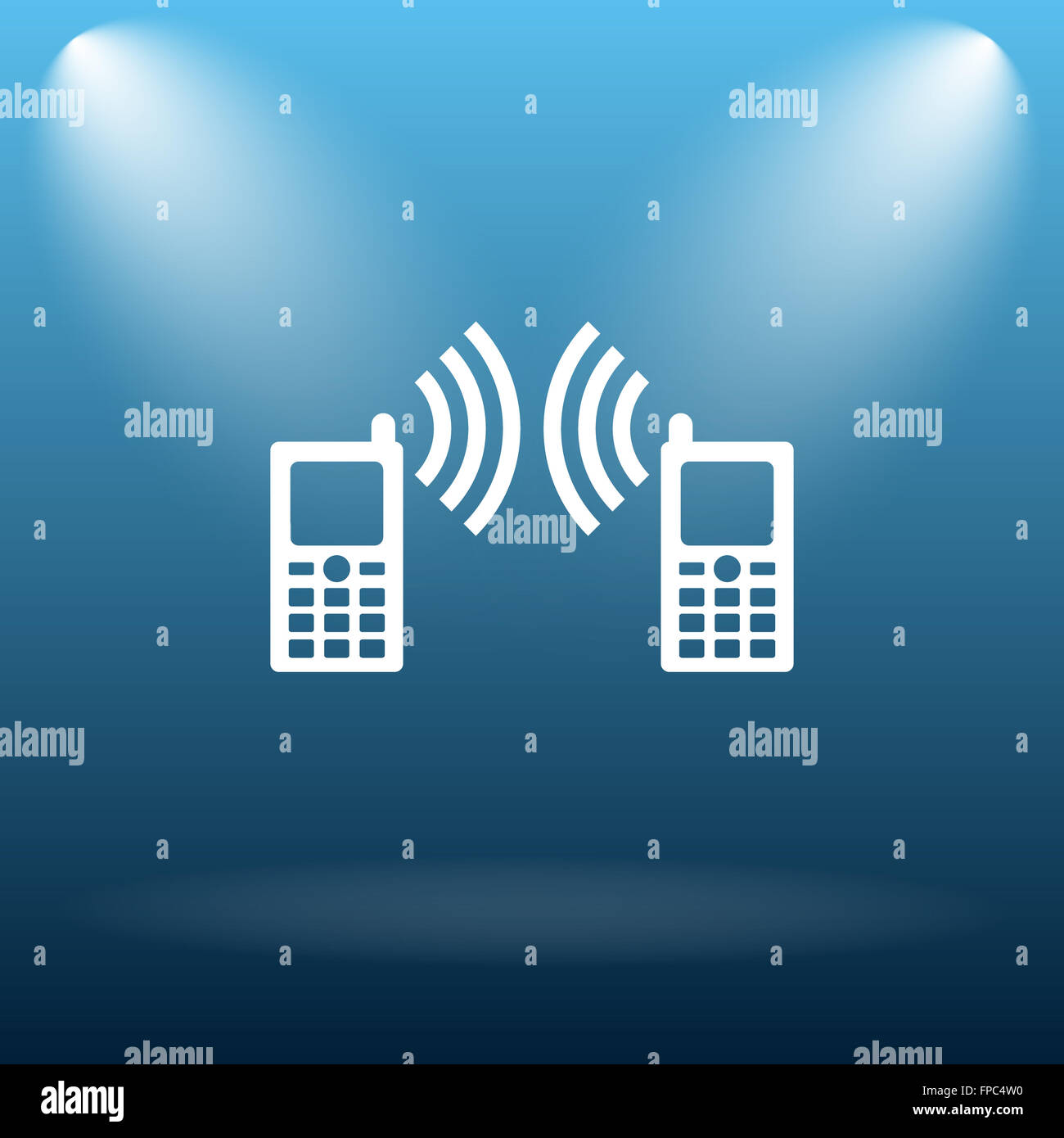 Communication icon. Internet button on blue background Stock Photo - Alamy
