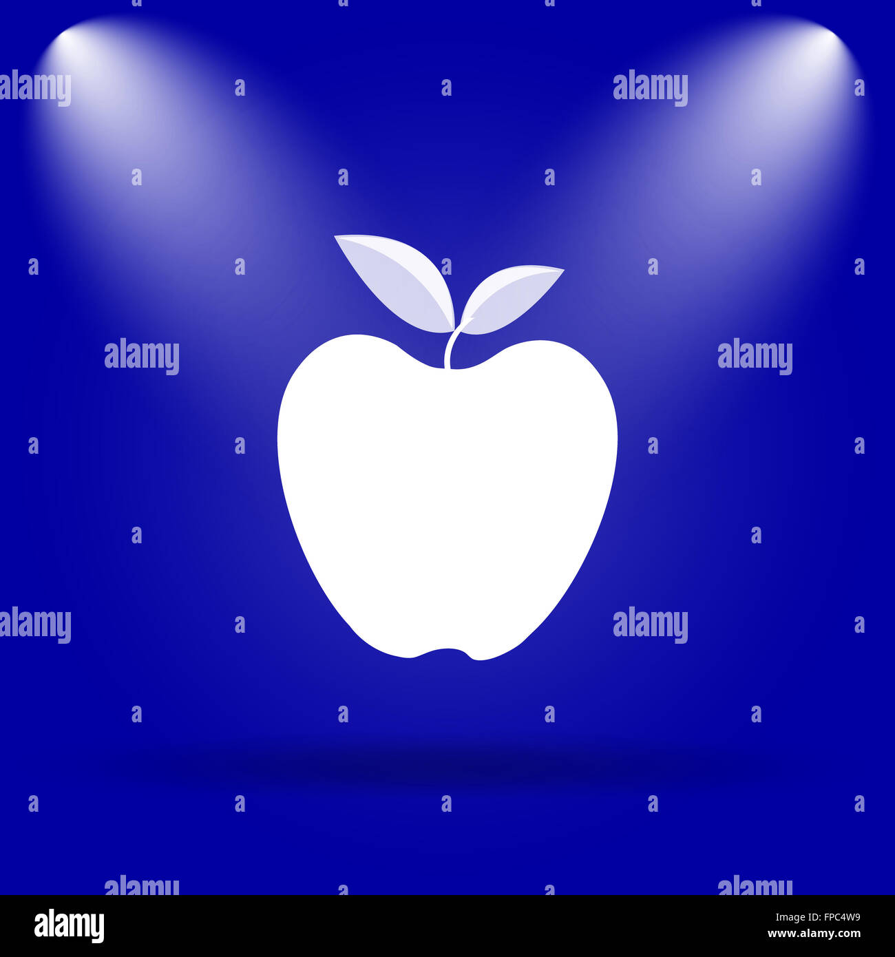 Apple icon. Flat icon on blue background Stock Photo - Alamy