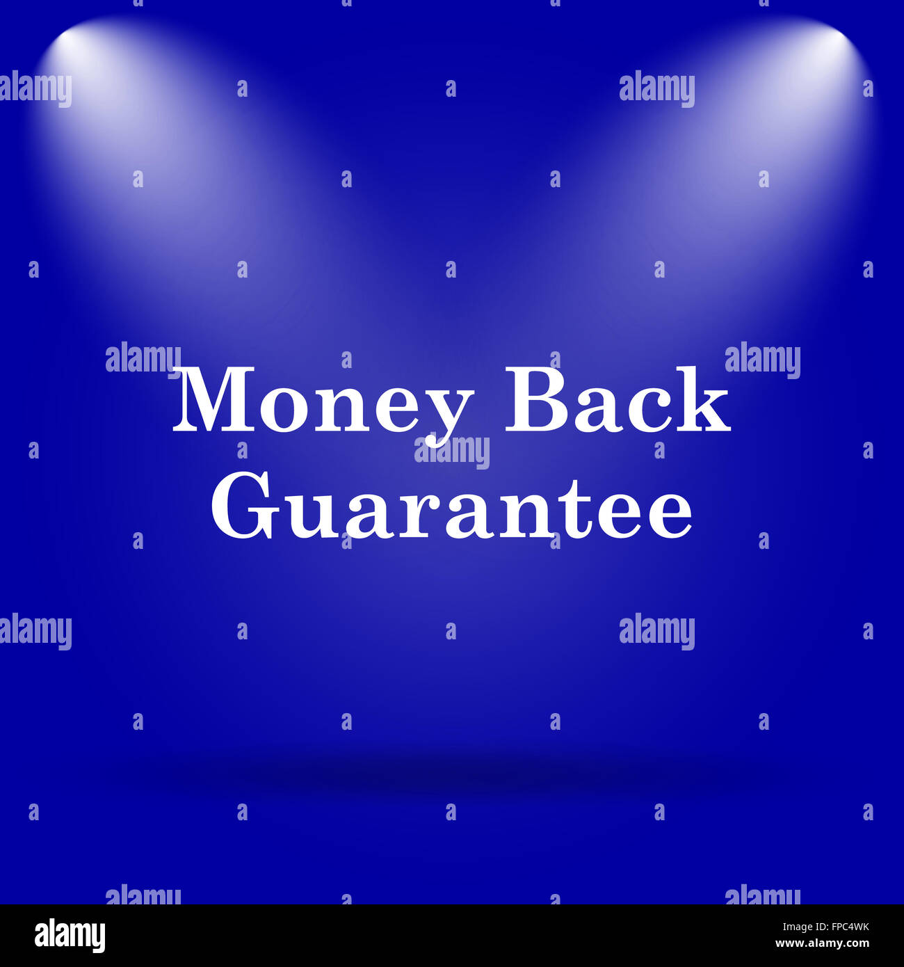 Money back guarantee icon. Flat icon on blue background Stock Photo - Alamy