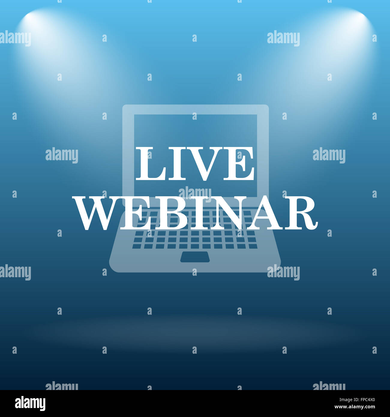 Live webinar icon. Internet button on blue background Stock Photo - Alamy