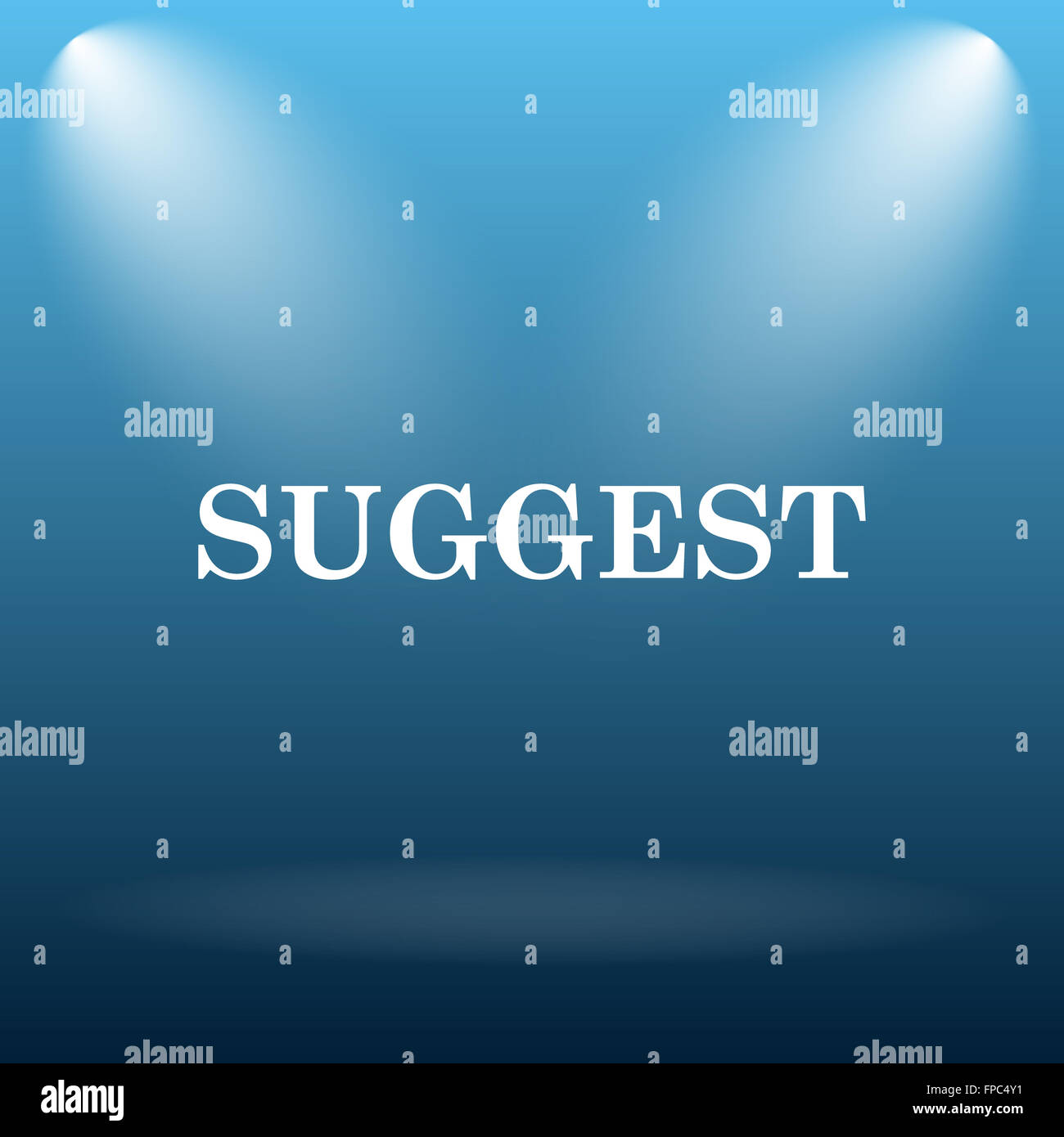 Suggest icon. Internet button on blue background Stock Photo - Alamy