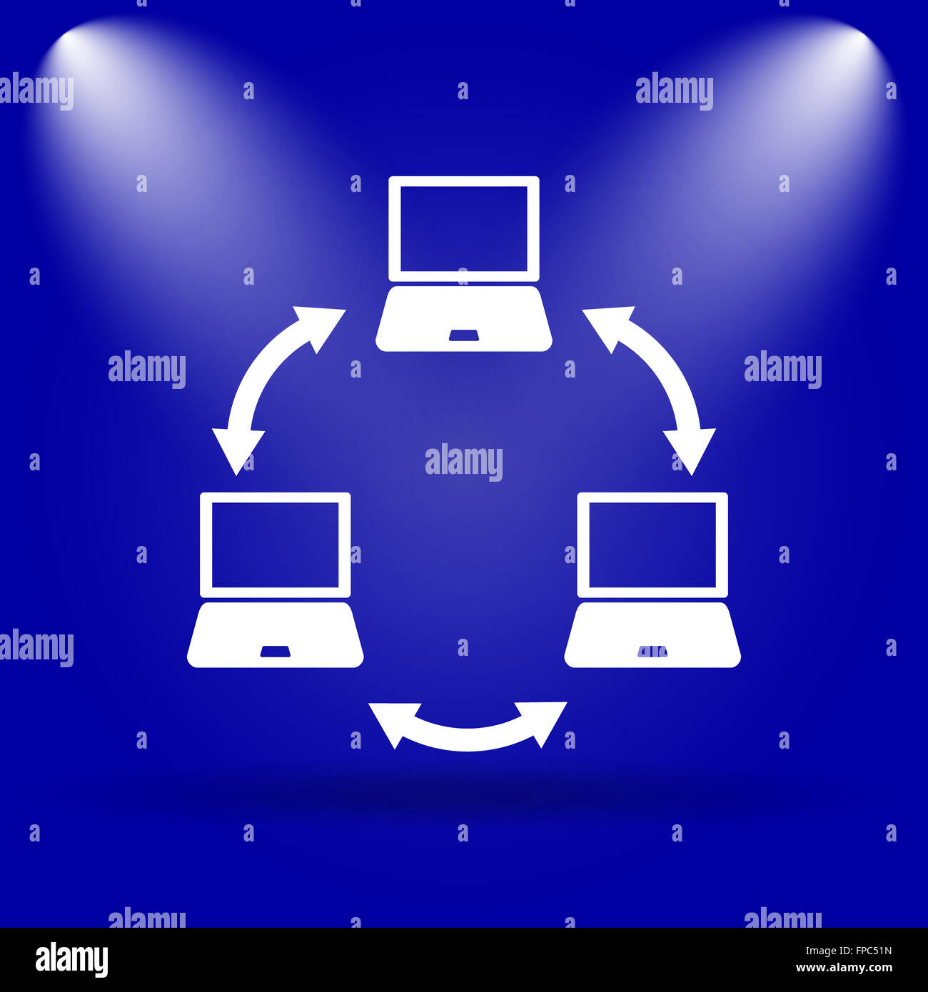 Computer network icon. Flat icon on blue background Stock Photo - Alamy