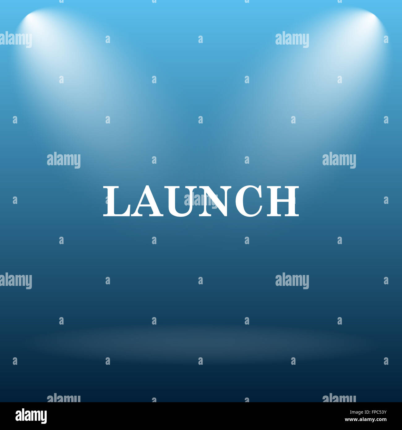 Launch icon. Internet button on blue background Stock Photo - Alamy