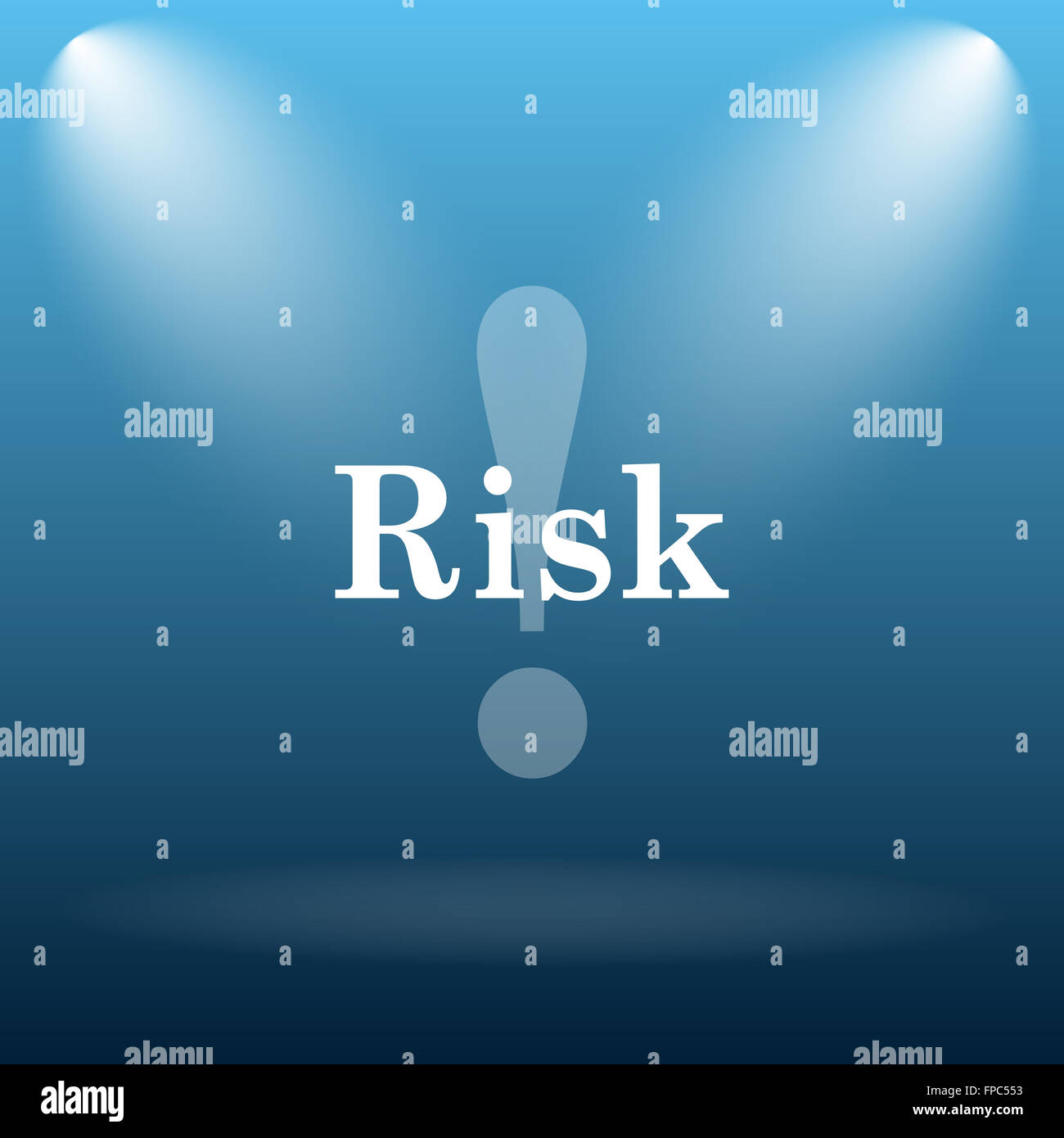 Risk icon. Internet button on blue background Stock Photo - Alamy