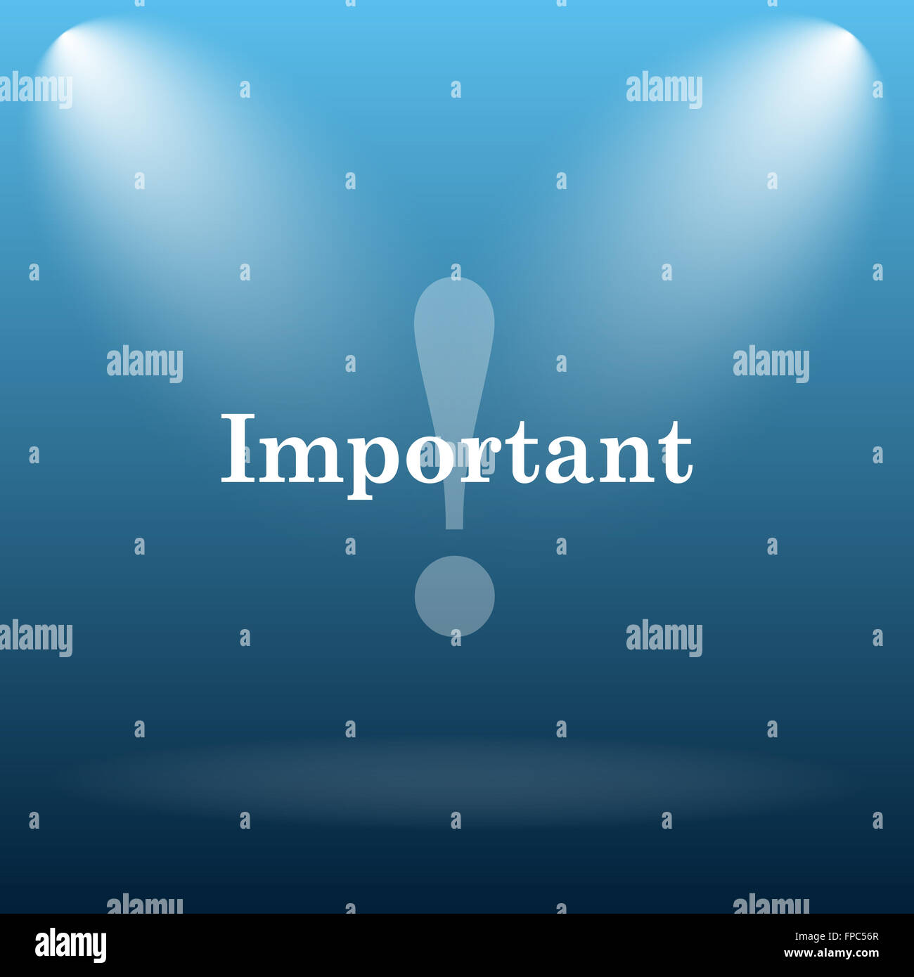 Important icon. Internet button on blue background Stock Photo - Alamy