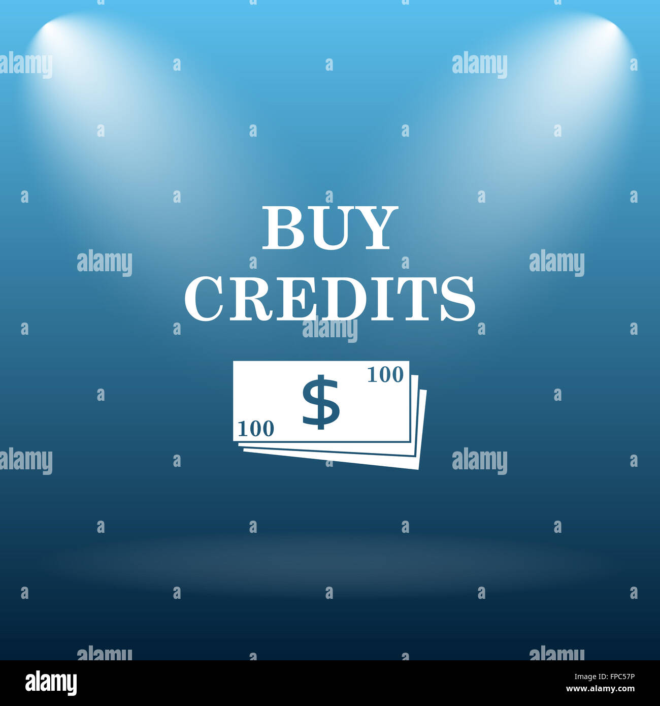 Buy credits icon. Internet button on blue background Stock Photo - Alamy
