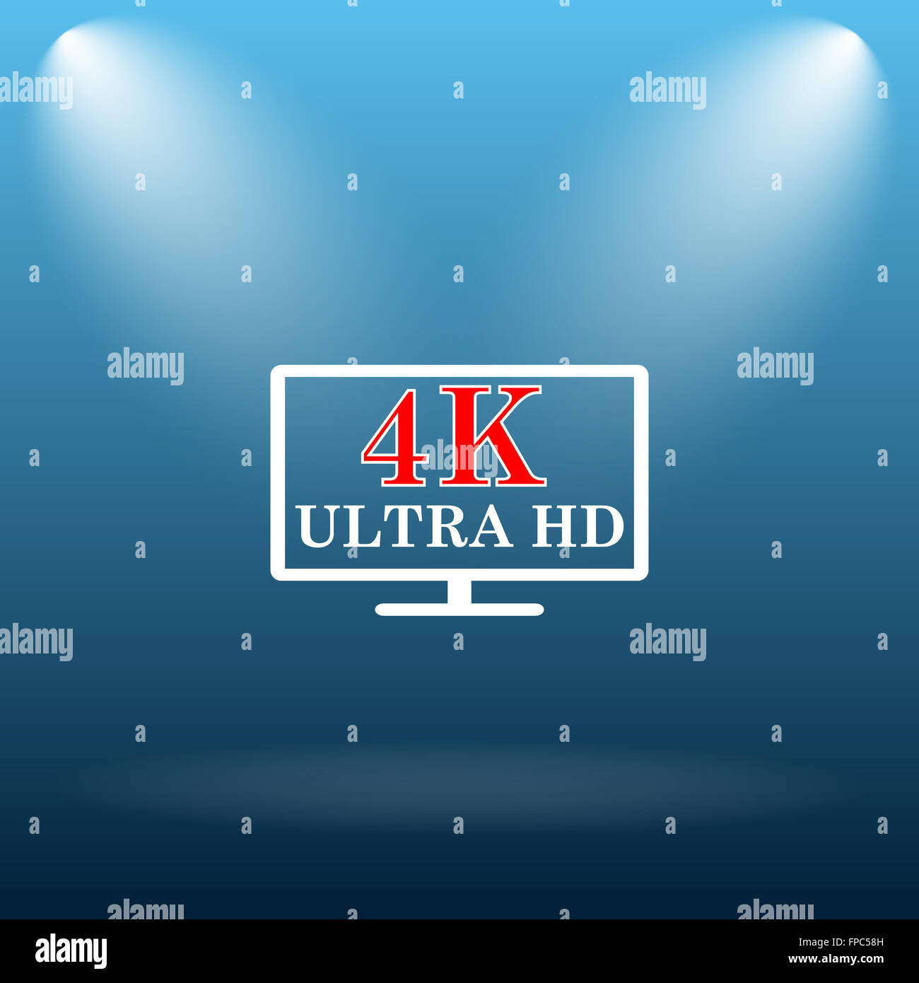 4K ultra HD icon. Internet button on blue background Stock Photo - Alamy