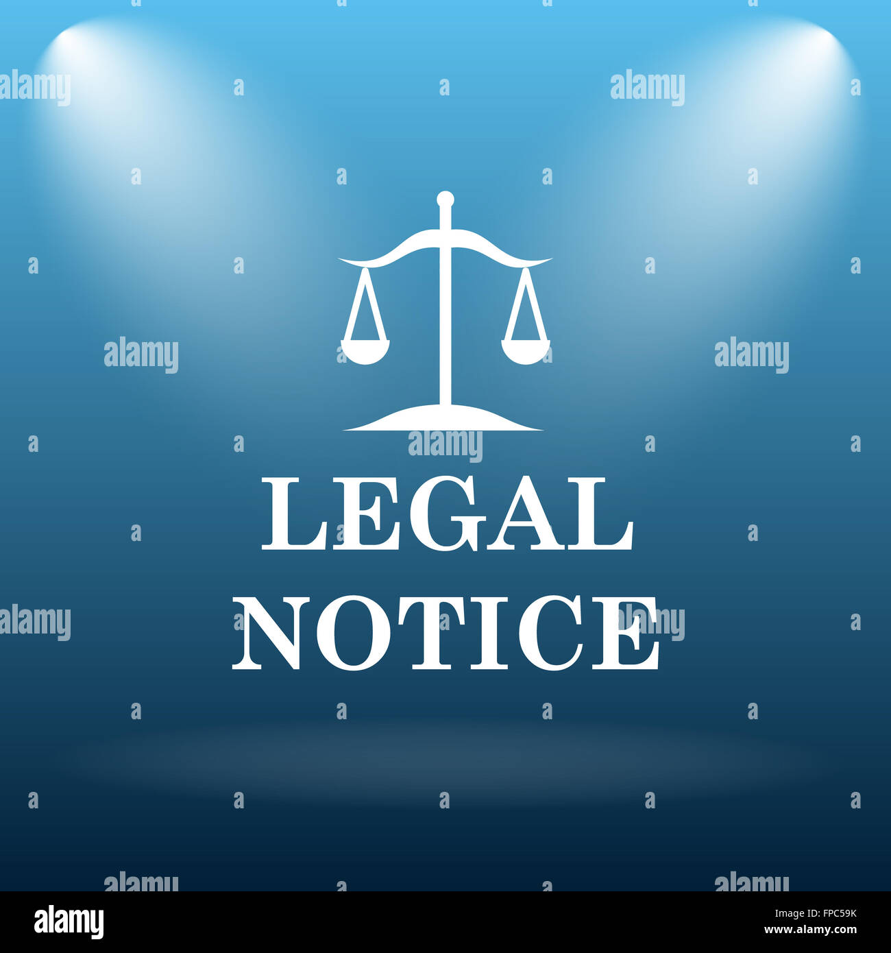 Legal notice icon. Internet button on blue background Stock Photo - Alamy