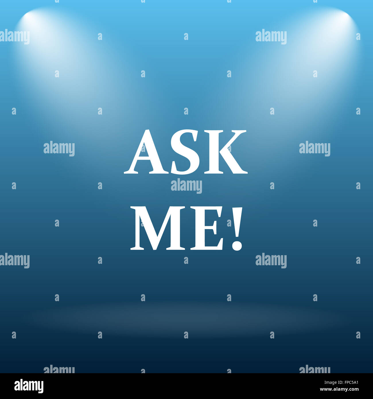 Ask me icon. Internet button on blue background Stock Photo - Alamy