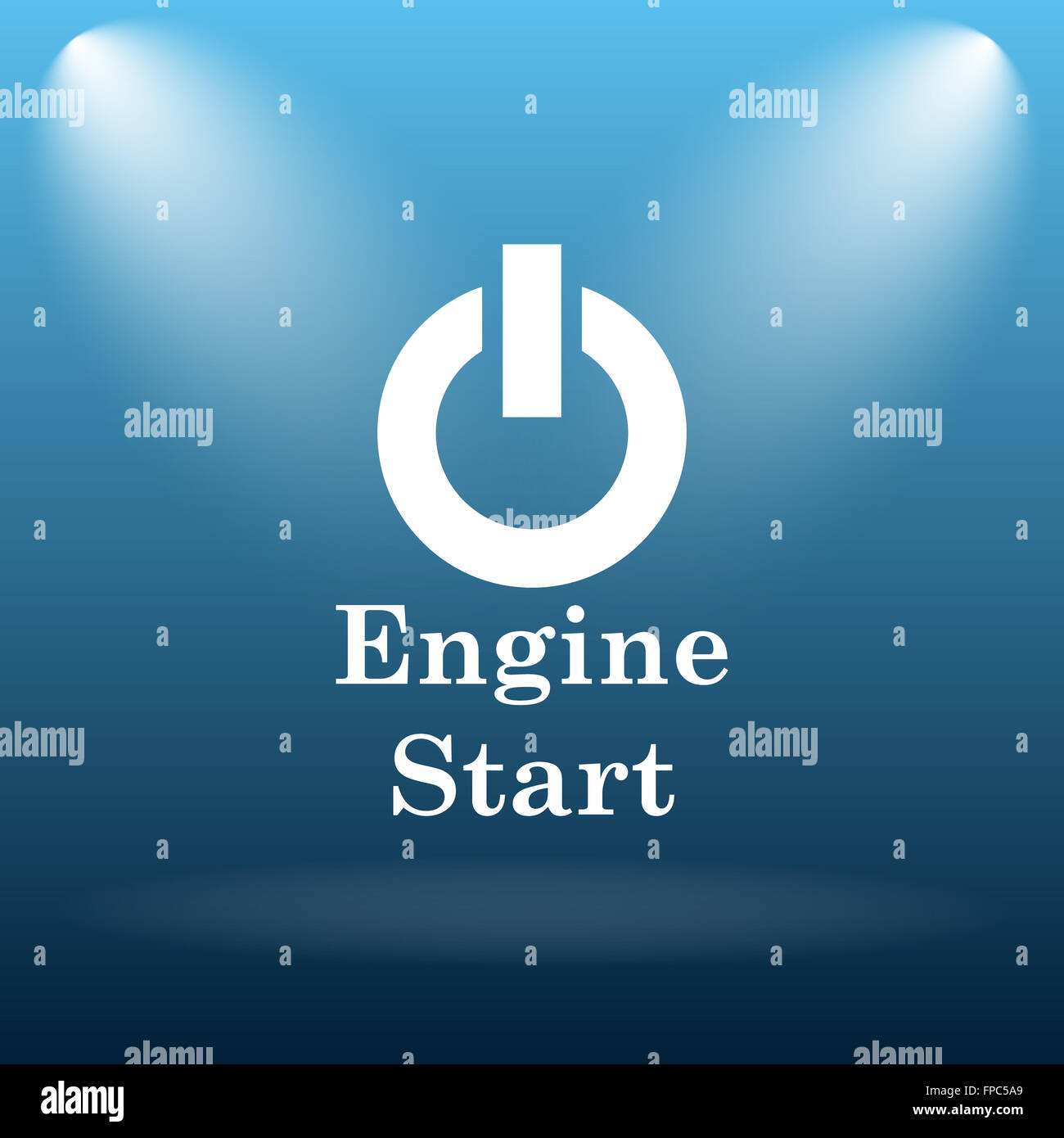 Engine start icon. Internet button on blue background Stock Photo - Alamy