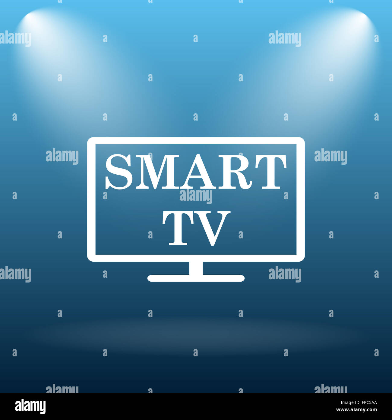 Smart tv icon. Internet button on blue background Stock Photo - Alamy