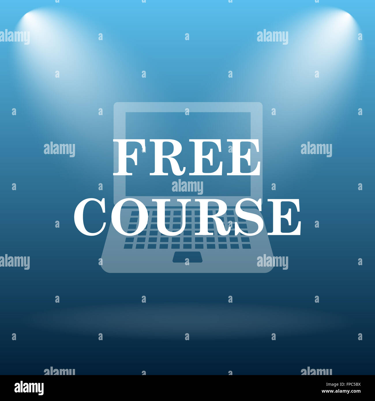 Free course icon. Internet button on blue background Stock Photo - Alamy