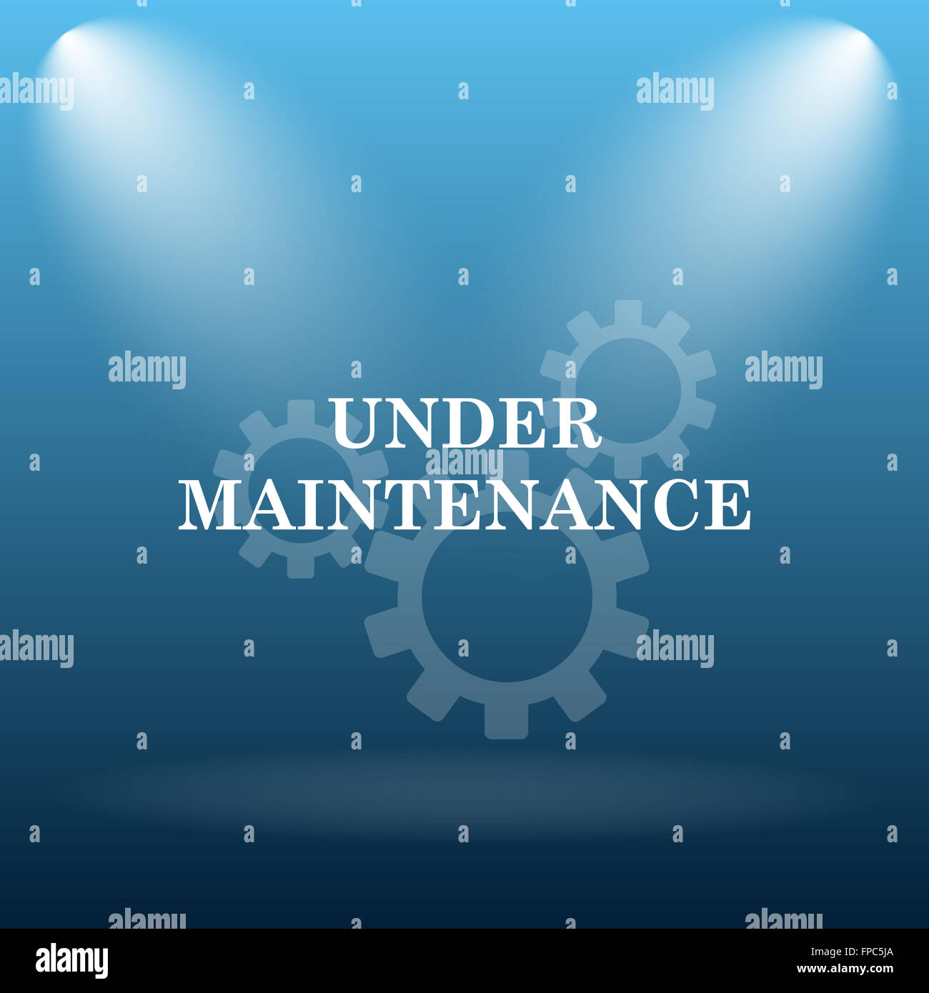 Under maintenance icon. Internet button on blue background Stock Photo ...