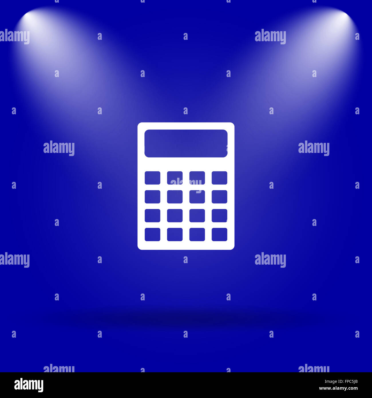 Calculator icon. Flat icon on blue background Stock Photo - Alamy