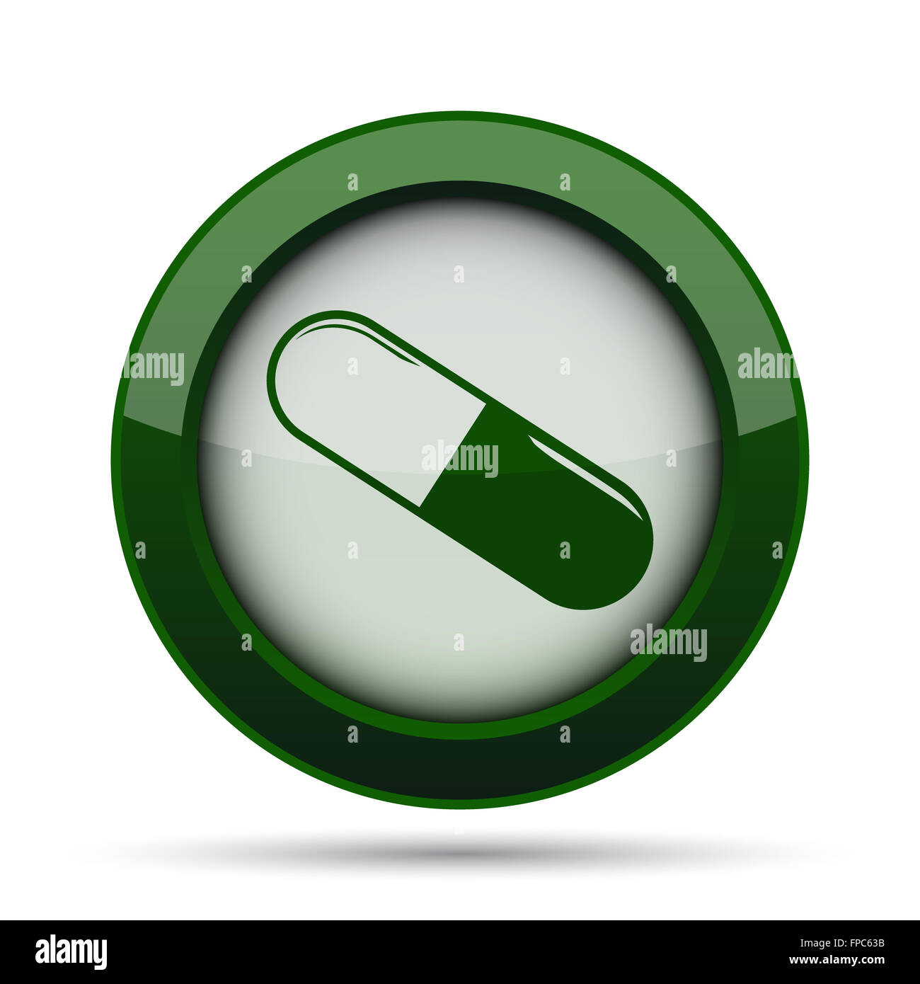 Pill icon. Internet button on white background Stock Photo - Alamy