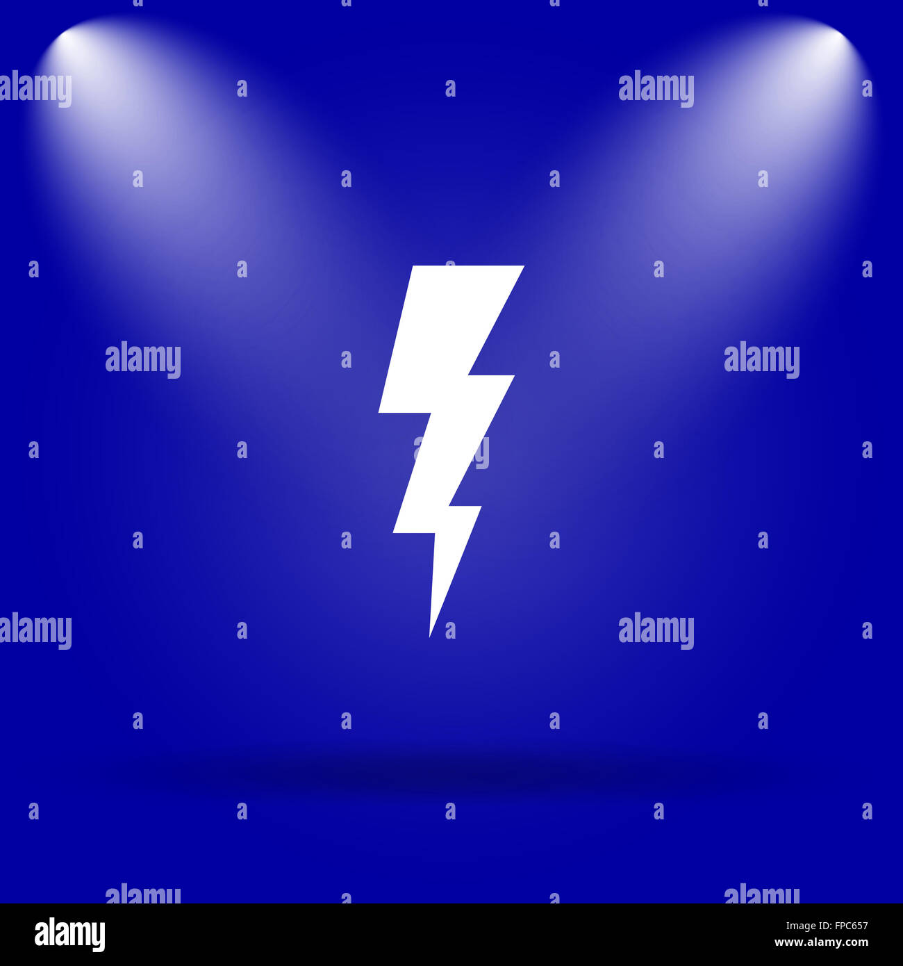 Lightning icon. Flat icon on blue background Stock Photo - Alamy