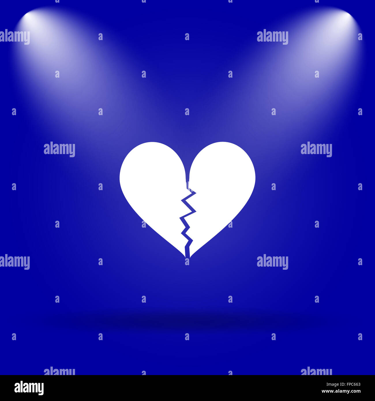 Broken heart icon. Flat icon on blue background Stock Photo - Alamy