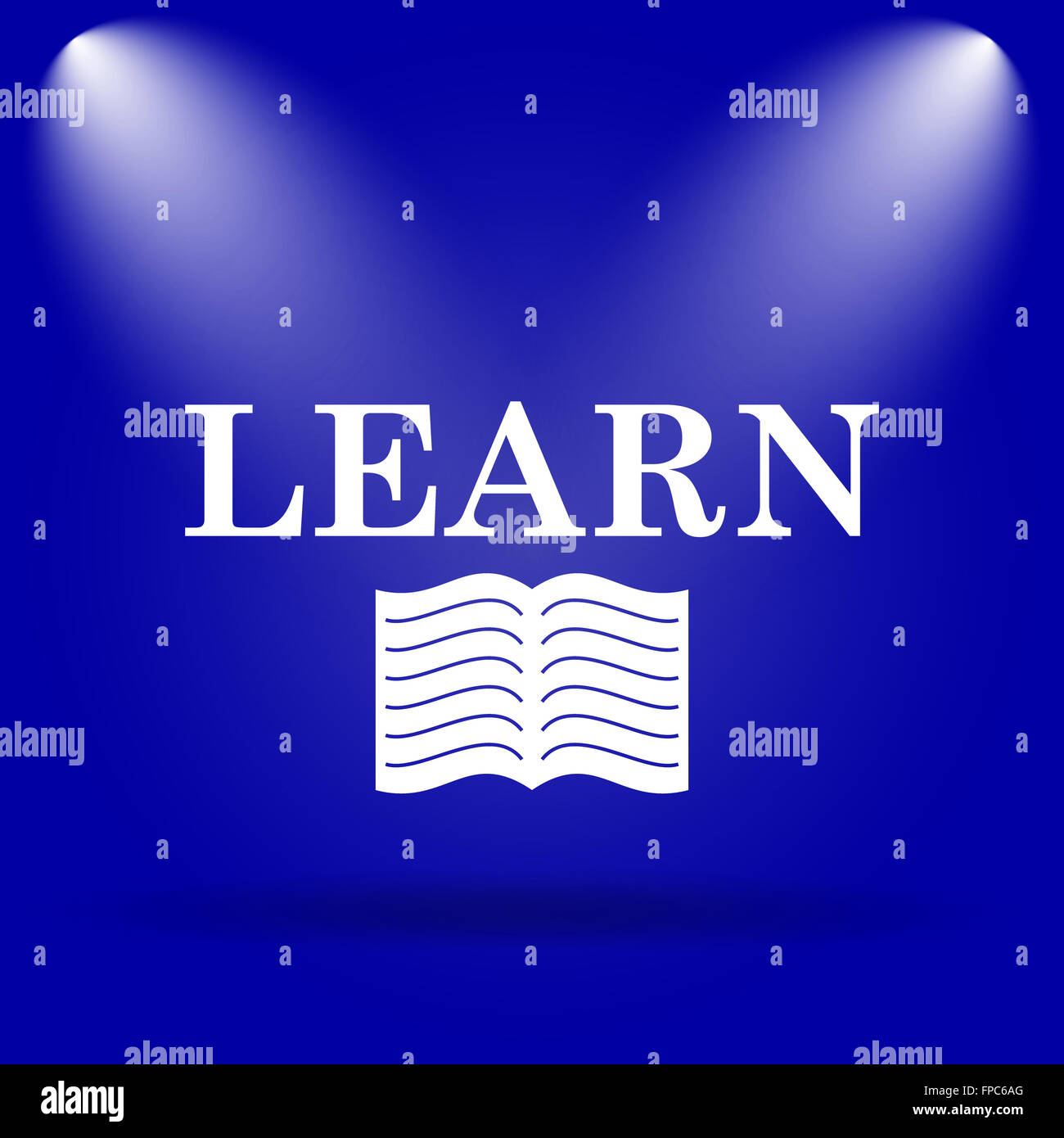 Learn icon. Flat icon on blue background Stock Photo - Alamy