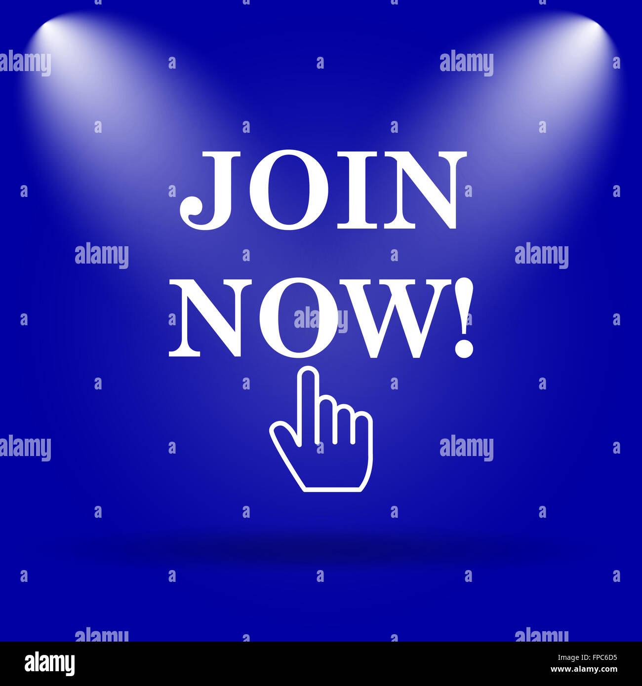 Join now icon. Flat icon on blue background Stock Photo - Alamy