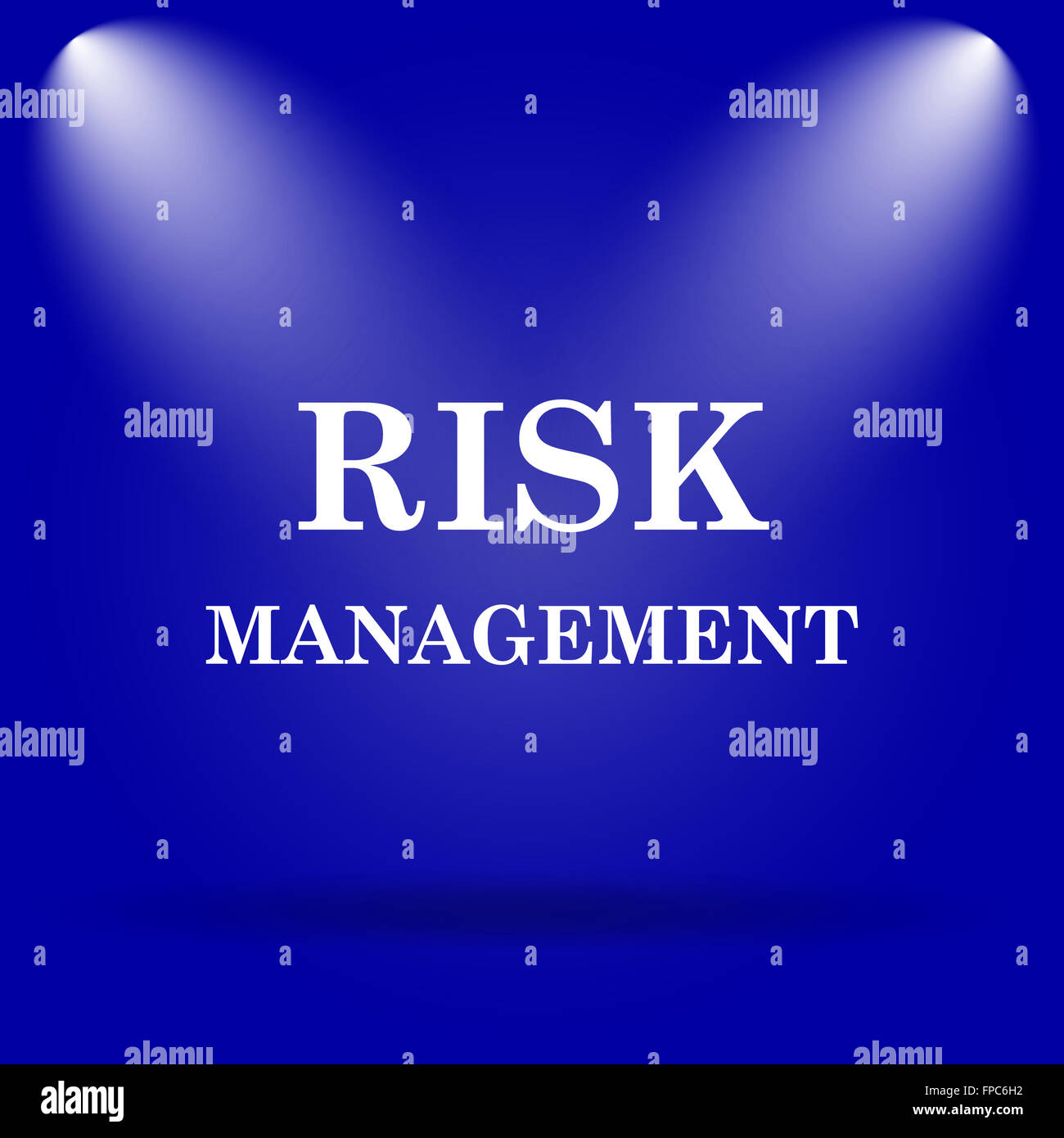 Risk management icon. Flat icon on blue background Stock Photo - Alamy