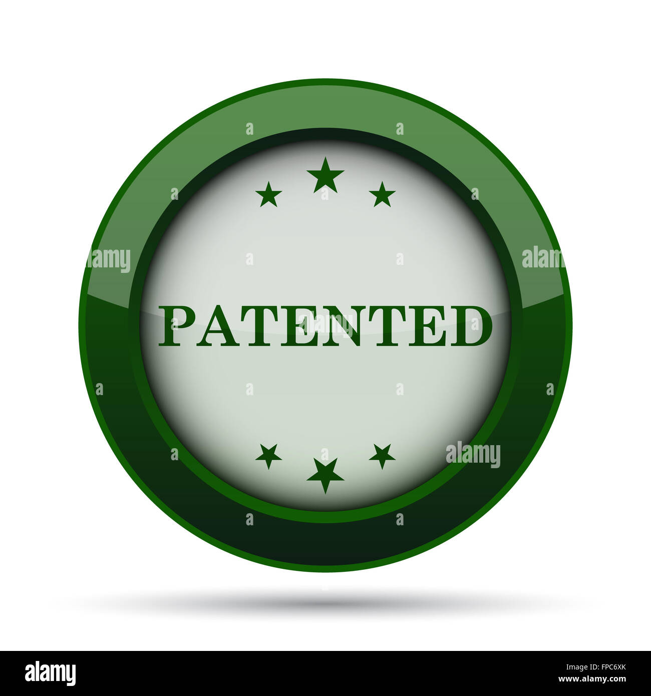 Patented icon. Internet button on white background Stock Photo - Alamy