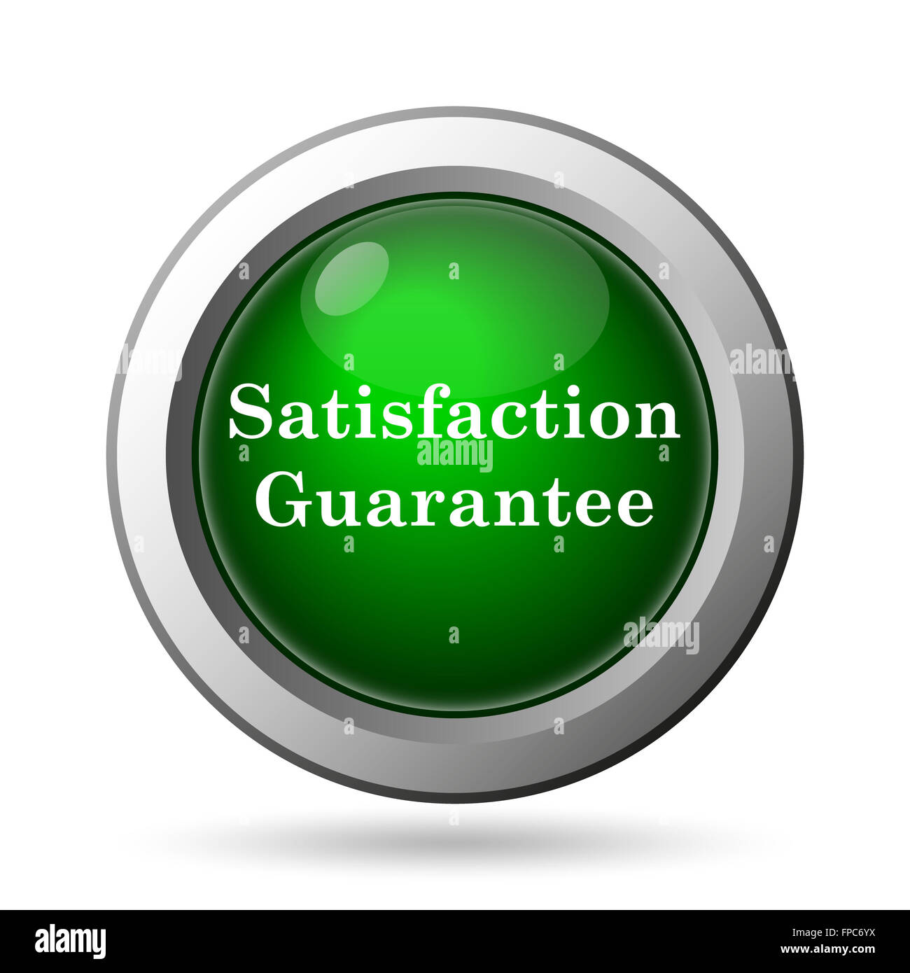 Satisfaction guarantee icon. Internet button on white background Stock ...