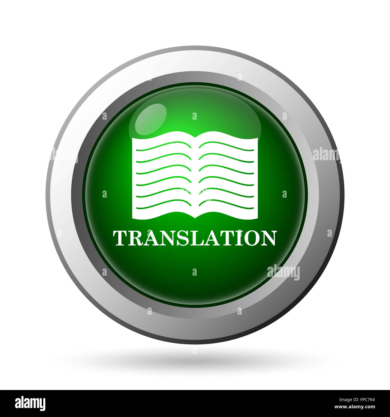 Translation book icon. Internet button on white background Stock Photo ...
