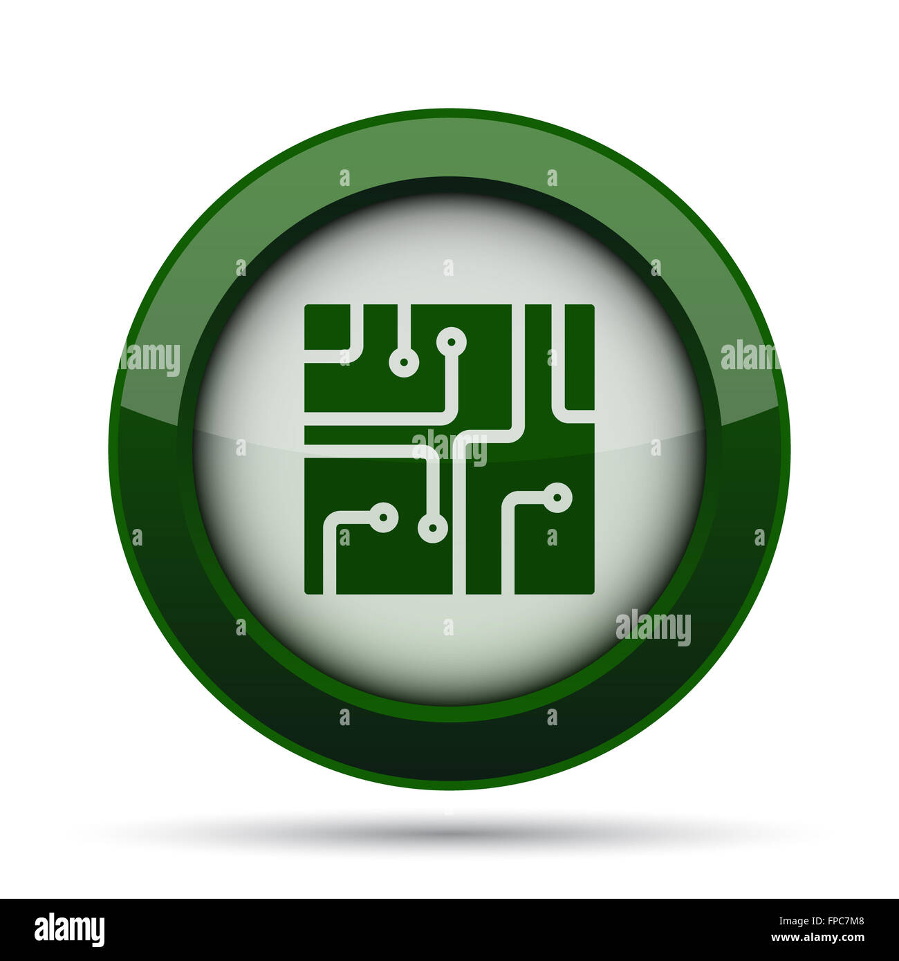 Circuit board icon. Internet button on white background Stock Photo - Alamy