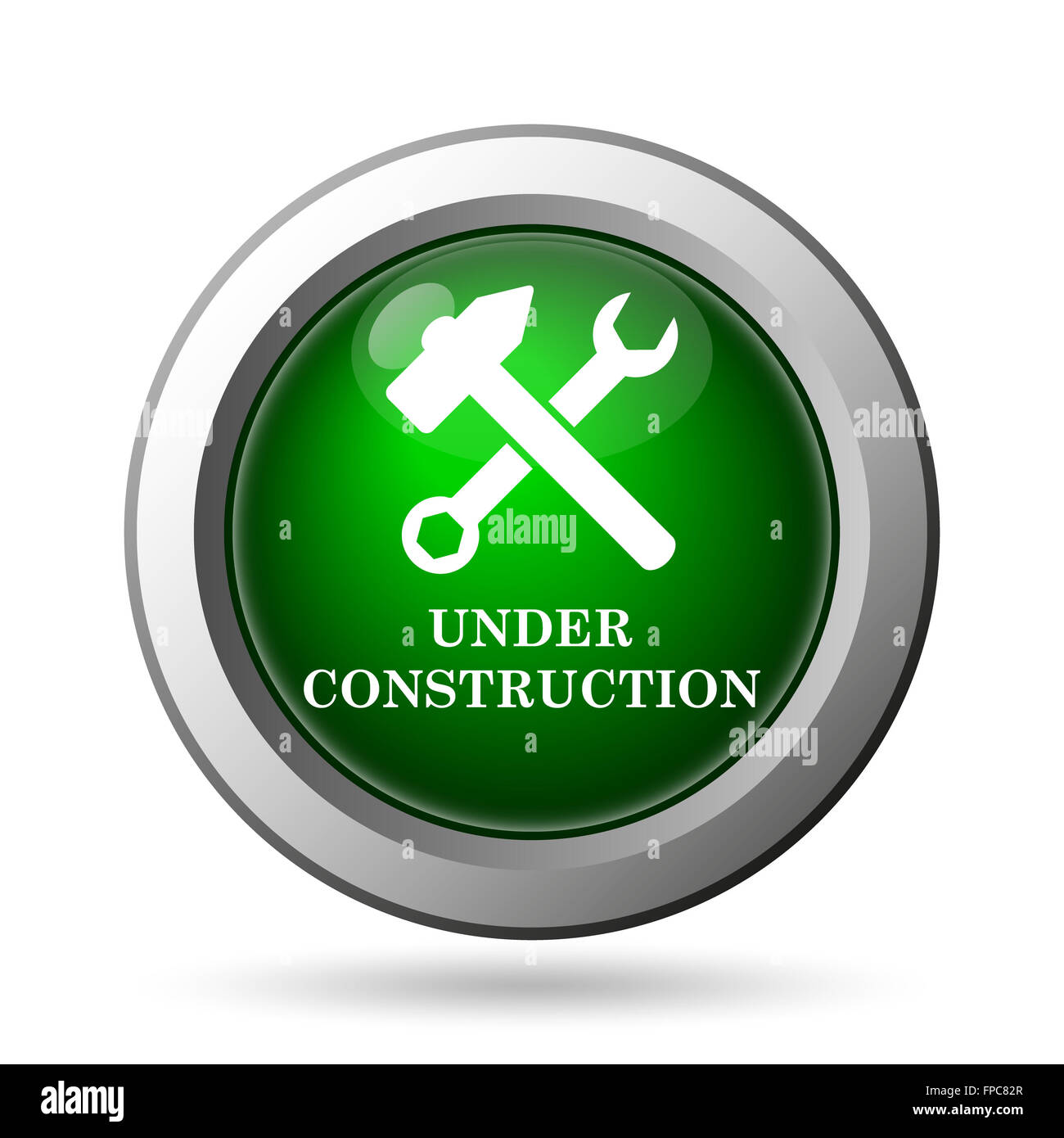 Under construction icon. Internet button on white background Stock ...