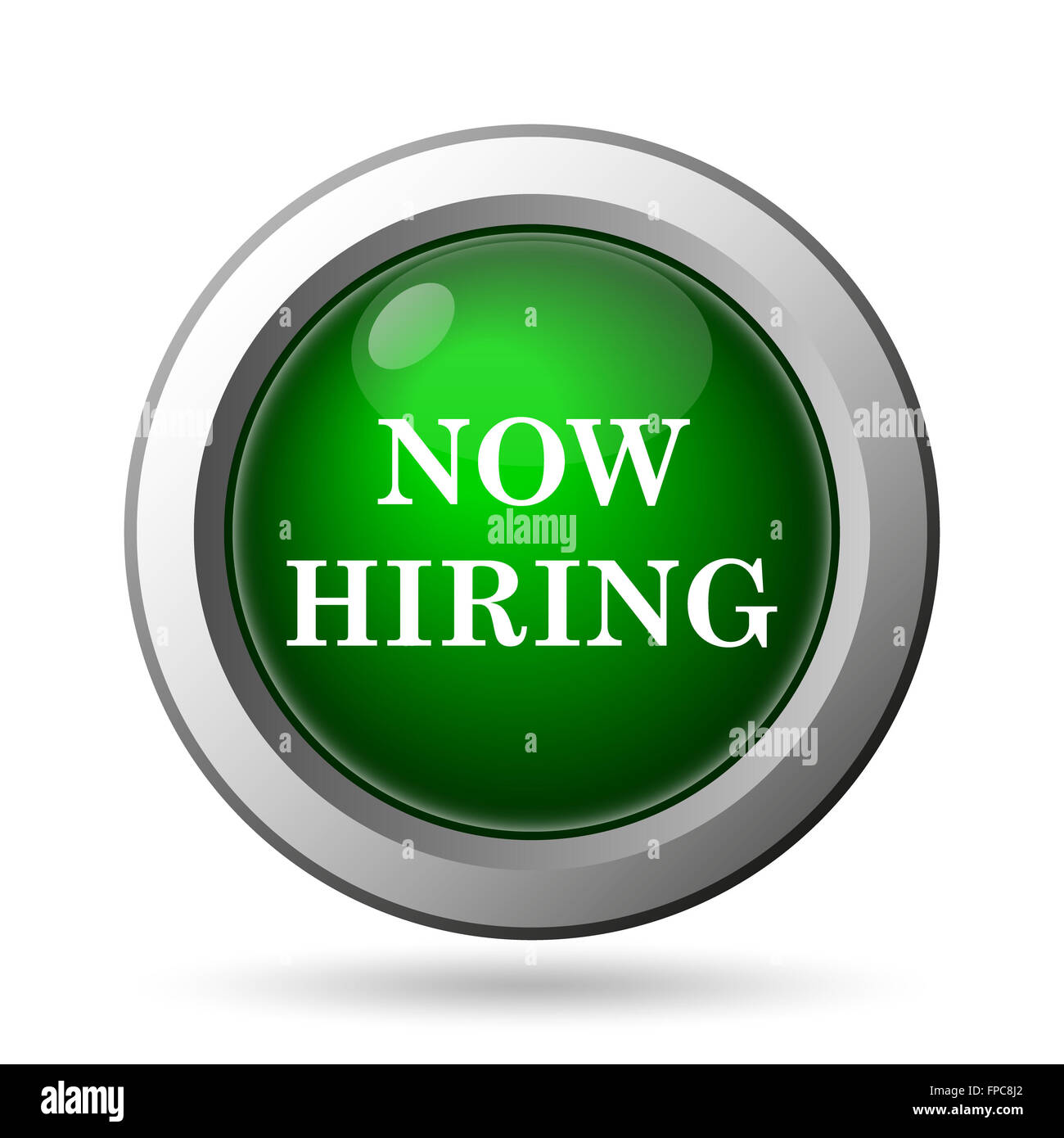 Now hiring icon. Internet button on white background Stock Photo - Alamy