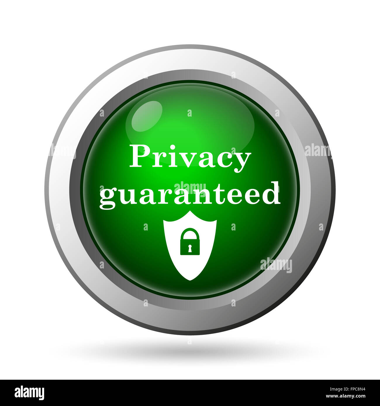 Privacy guaranteed icon. Internet button on white background Stock ...