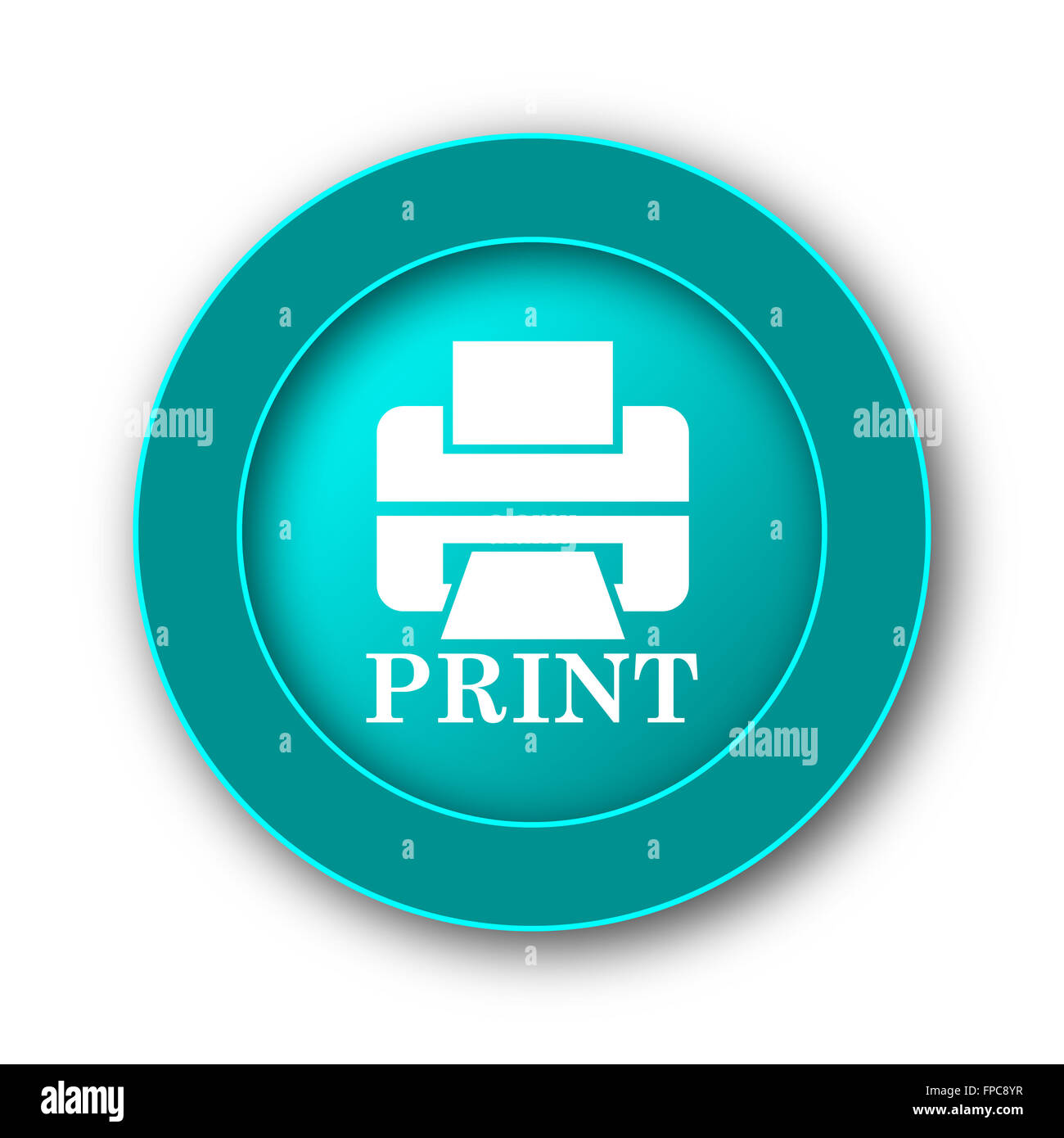 Printer with word PRINT icon. Internet button on white background Stock ...
