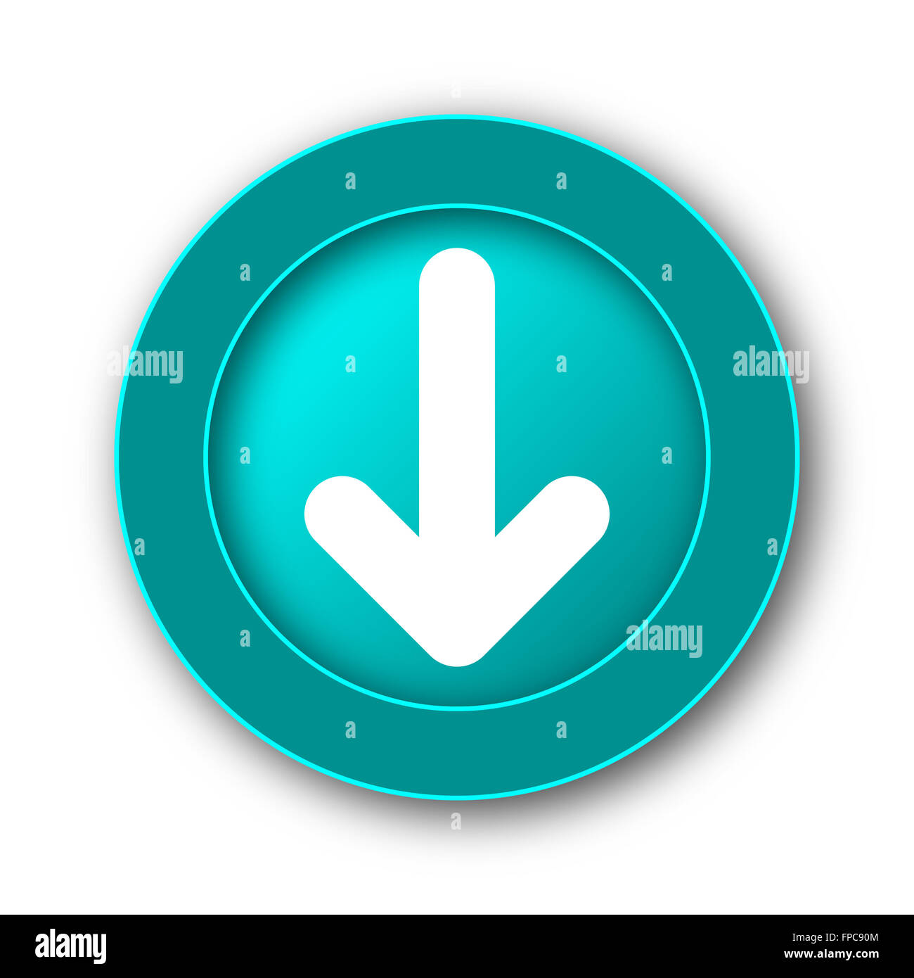Down arrow icon. Internet button on white background Stock Photo - Alamy