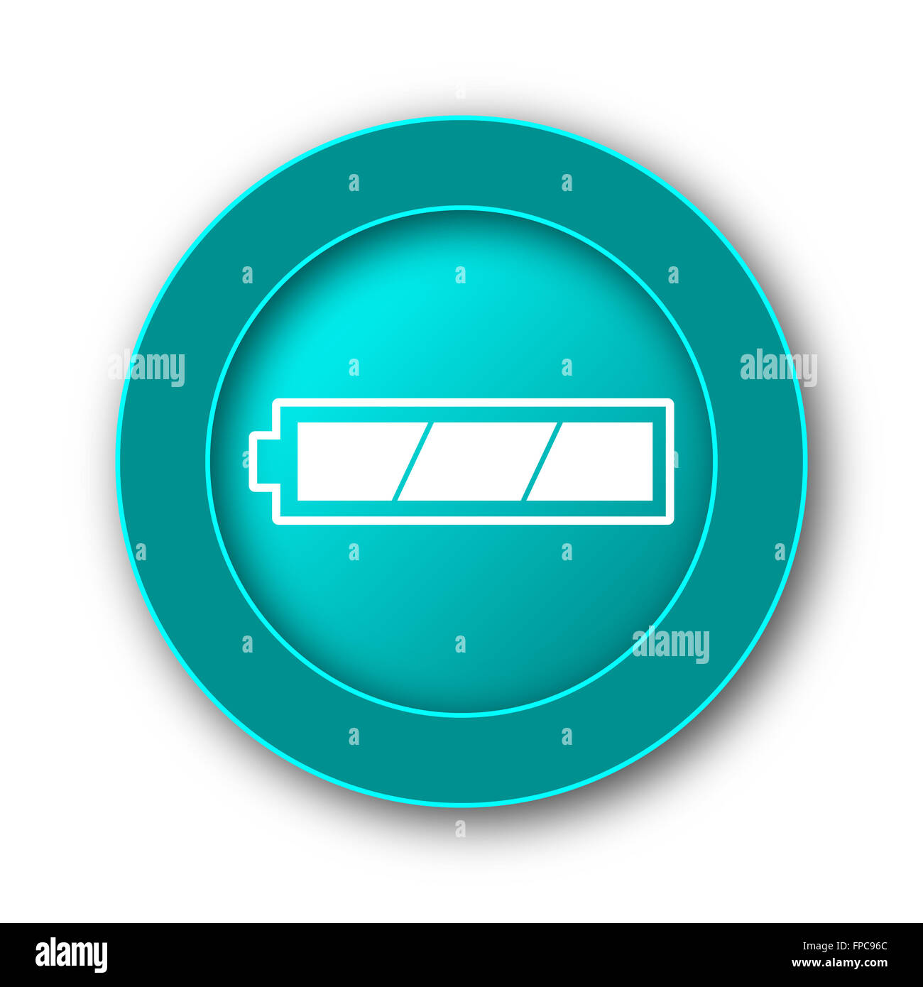 Fully charged battery icon. Internet button on white background Stock ...