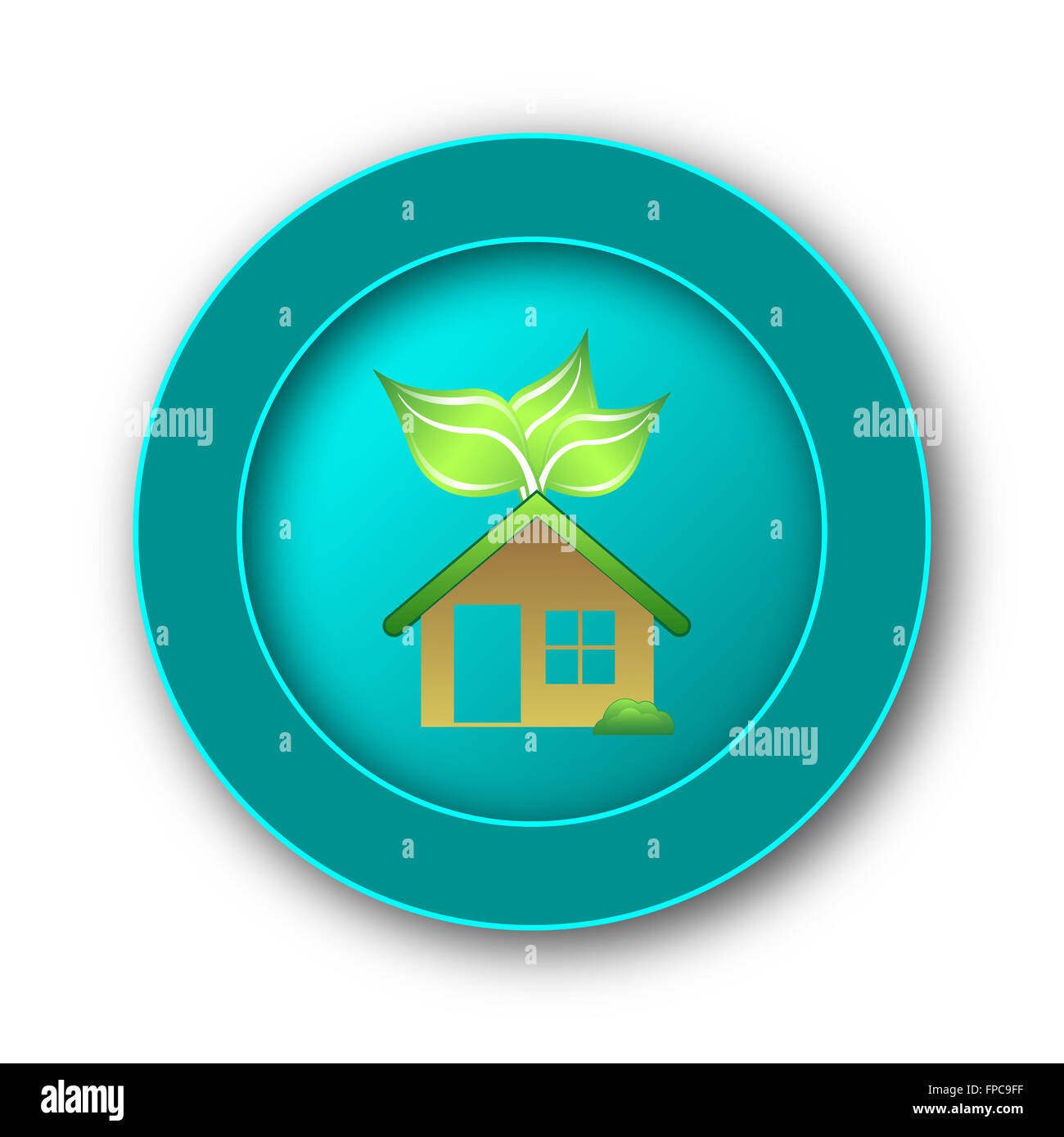 Eco house icon. Internet button on white background Stock Photo - Alamy