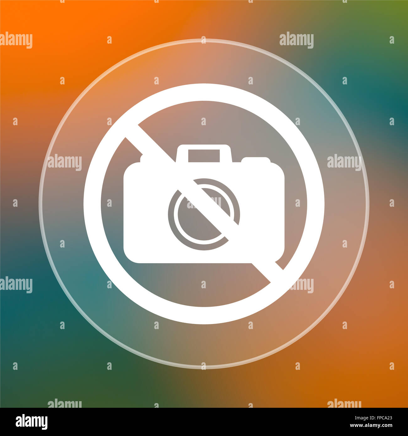Forbidden camera icon. Internet button on colored background Stock ...