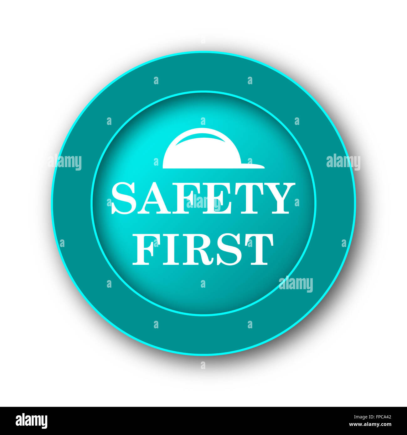 Safety first icon. Internet button on white background Stock Photo - Alamy