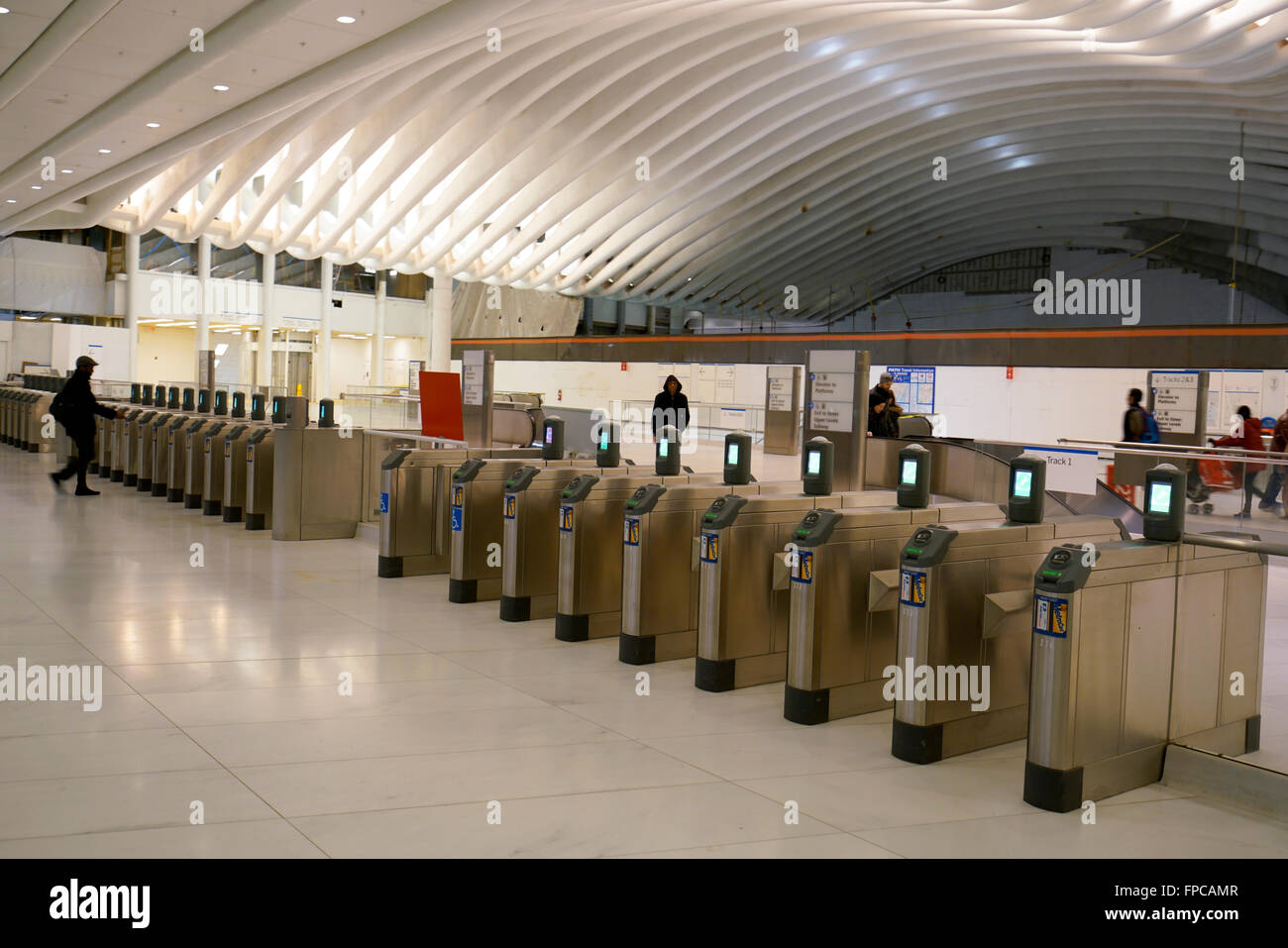 The PATH station in World Trade Center Transportation Hub, Manhattan ...