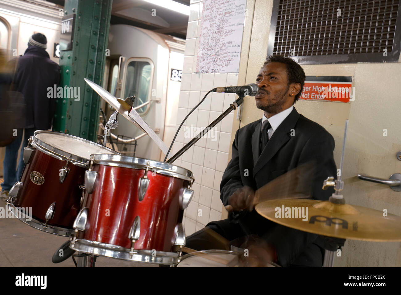 A musician playing inside a subway station, New York City, USA Stock ...