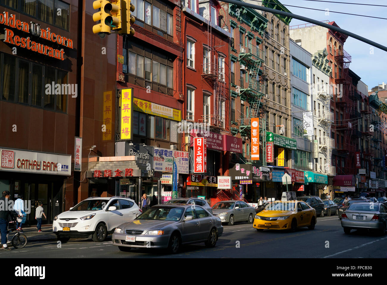 Street view of East Broadway in Manhattan Chinatown. New York City, USA ...