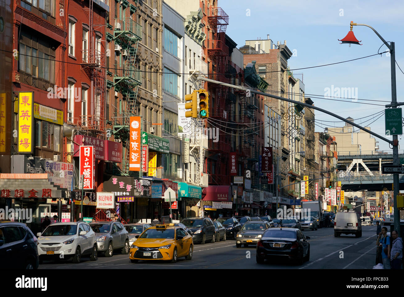 Street view of East Broadway in Manhattan Chinatown. New York City, USA ...