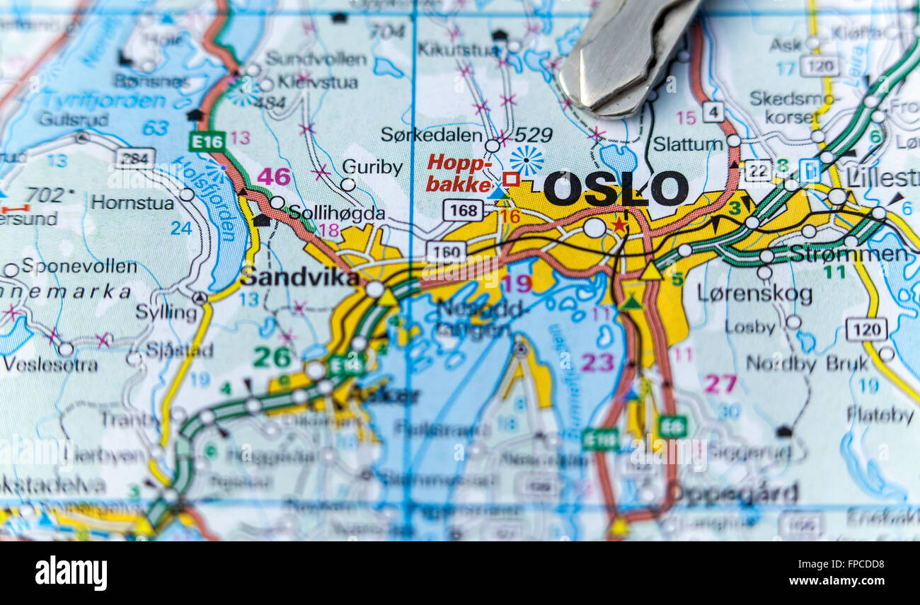 Oslo on map hi-res stock photography and images - Alamy